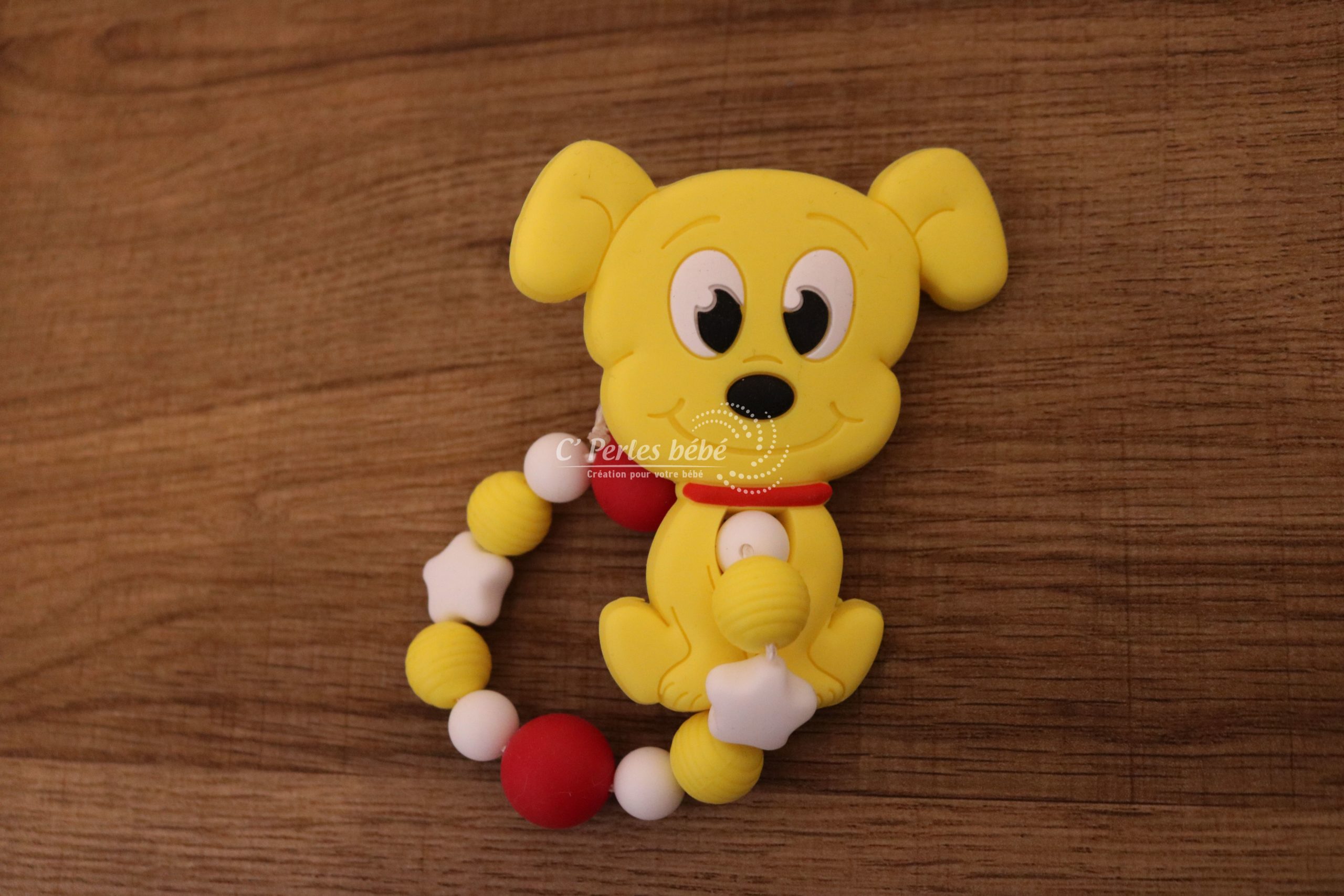 Hochet silicone Chien - C'Perles Bébé
